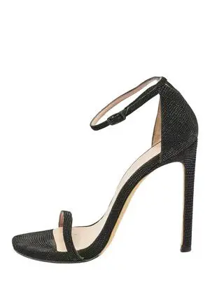 STUART WEITZMAN 85mm Textured Suede Buckled Sandals - Black