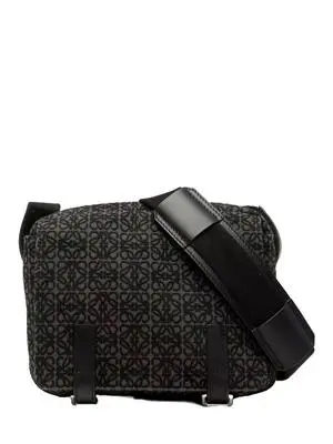 Loewe Anagram Canvas Military Messenger Bag - Black