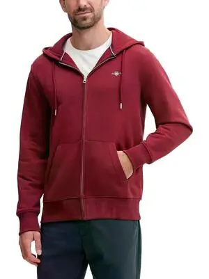 Gant Embroidered Logo Zip Hoodie - Red
