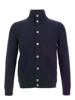 GRAN SASSO Button-fastening High-neck Cardigan - Blue