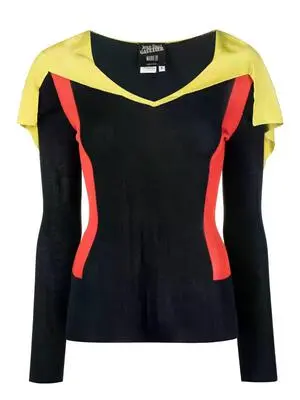 JEAN PAUL GAULTIER 2000s Cape-detail Colour-block Jumper - Blue
