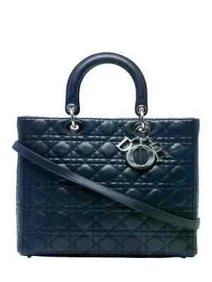 Dior 2011 Large Lambskin Cannage Lady Satchel - Blue
