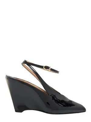 FERRAGAMO 95mm Arcadia Patent Wedge Sandals - Black