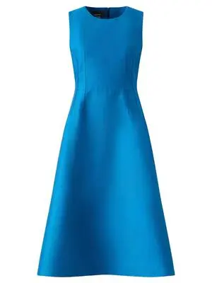 Akris Dupion Sleeveless Silk Shantung Midi Dress - Twilight