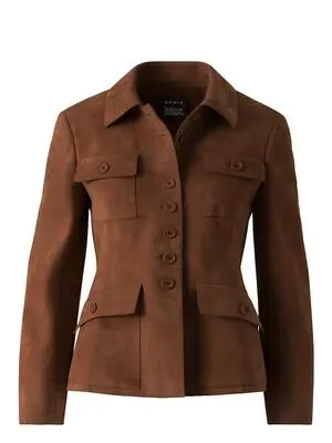Akris Delia Suede Utility Jacket - Warm Brown