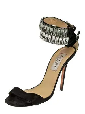 JIMMY CHOO 115mm Leather Heeled Sandals - Black