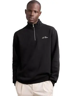 LES DEUX Cotton Half-zip Sweatshirt - Black
