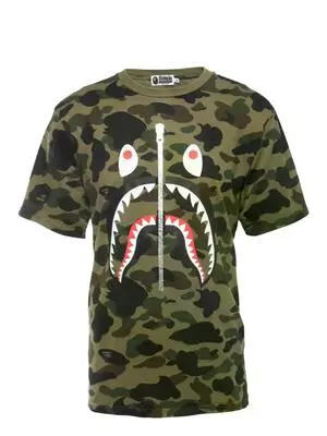 A BATHING APE Shark-motif Camouflage T-shirt - Green