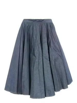 Dior Pleated Denim A-line Skirt - Blue