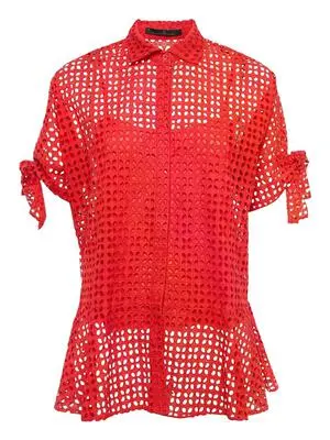 Carolina Herrera Vintage Embroidered Shirt - Red