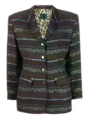 JEAN PAUL GAULTIER 1990s Patterned Jacquard Blazer - Blue