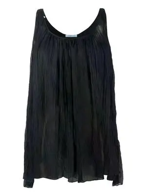 Prada 2000s Sleeveless Silk Blouse - Blue