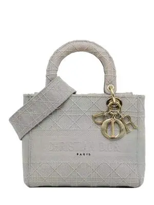 Dior 2020 Medium Cannage Lady D-lite Satchel - Grey