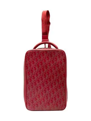 Dior 2021 Oblique Perforated Calfskin Galaxy World Tour Shoe Case Satchel - Red