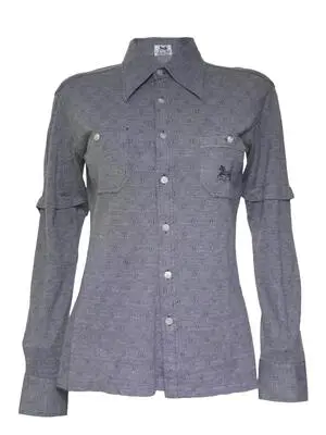 Celine Macadam-pattern Chest-pocket Shirt - Blue