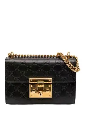 Gucci Small Sissima Padlock Crossbody Bag - Black