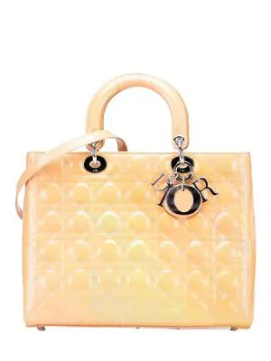 Dior Christian Dior Pre-Owned 2012 Large Patent Cannage Lady Dior Satchel Brown