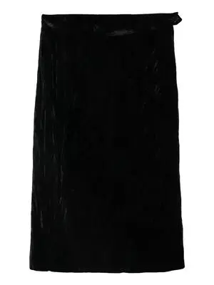 Saint Laurent 1980s Velvet Pencil Skirt - Black