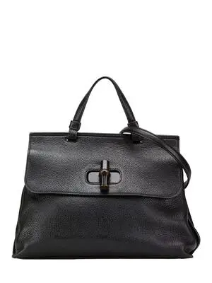Gucci Medium Leather Bamboo Daily Satchel 2000-2015 - Black