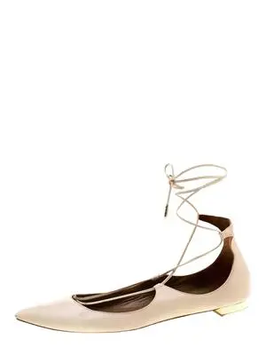 AQUAZZURA Pointed-toe Lace-up Flats - Neutrals