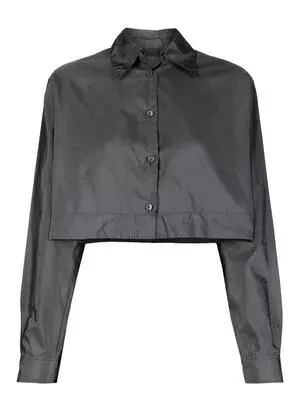Prada 2000s Cropped Chiffon Silk Shirt - Grey