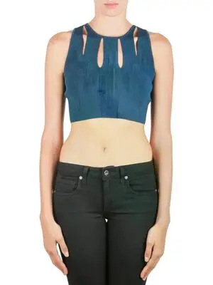 Cushnie Cut-out Ribbed Top - Blue