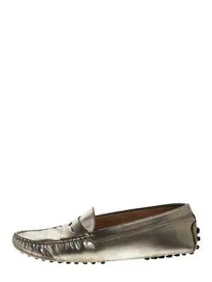 TOD'S Vintage Leather Loafers Metallic