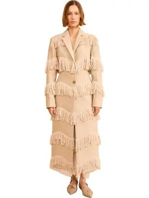 Ulla Johnson Lata Fringe Trench Coat - Khaki
