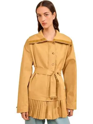 Ulla Johnson Lison Pleated Jacket - Almond