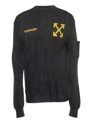 Off-White Knitted Graphic Sweater - Black