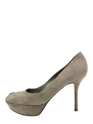 SERGIO ROSSI 105mm Leather Heeled Pumps Grey