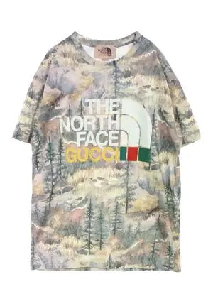 Gucci 2010s X The North Face Logo-print Cotton T-shirt - Grey