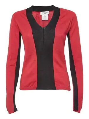 Givenchy Paneled V-neck Sweater - Red