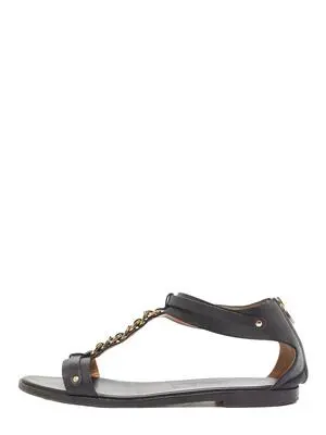 FERRAGAMO Chain-detail Leather Sandals - Black