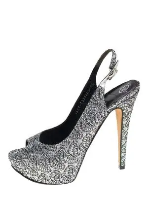 GINA Leather Heeled Sandals - Silver