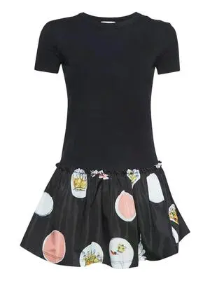 Valentino Garavani Cotton Flounce-print T-shirt - Black