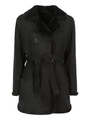 Versace 1990s Suede Coat - Black