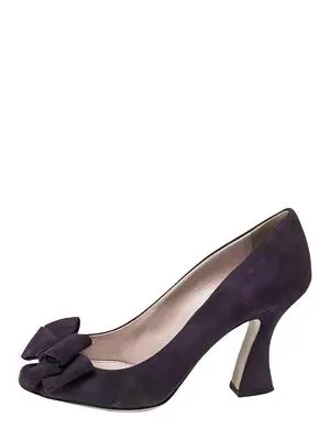 Miu Miu 85mm Bow-embellished Suede Pumps - Red