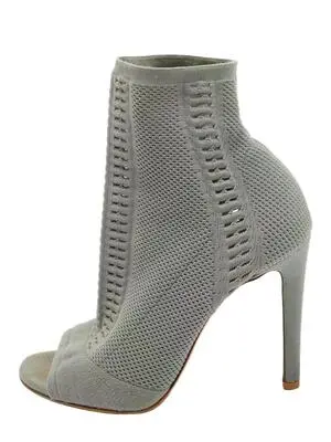 GIANVITO ROSSI 110mm Knit Peep-toe Boots - Grey