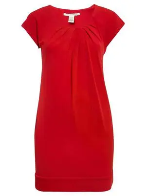 Diane Von Furstenberg Vintage Pleated-neckline Mini Dress - Red
