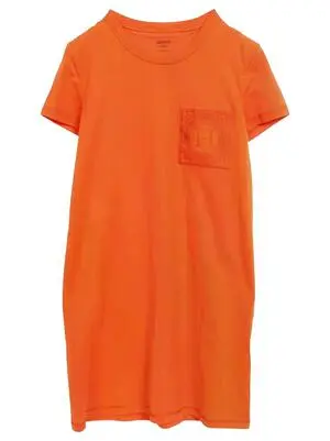 Hermès 2010s Mosaic Embroidered-pocket Mini Dress - Orange