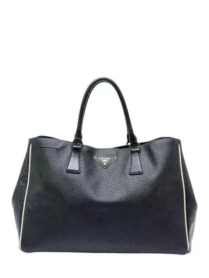 Prada Large Perforated Saffiano Lux Galleria Tote Bag - Black