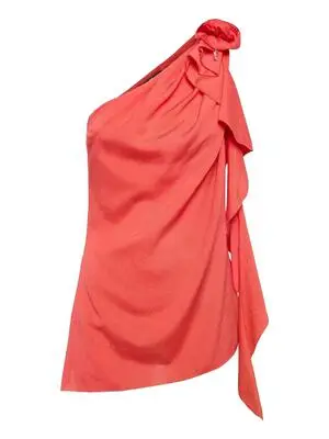 Elisabetta Franchi Asymmetric Ruffled One-shoulder Top - Red
