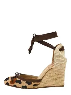 CHRISTIAN LOUBOUTIN Bow Espadrille Wedge Pumps - Brown