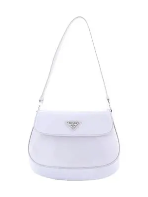 Prada Cleo Flap Shoulder Bag Spazzolato Leather Hobo Bag - Grey