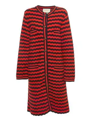Gucci Striped Knit Cardigan - Red