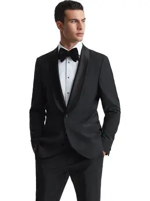 REISS Shawl Poker Shawl Single-breasted Shawl-lapel Tuxedo Jacket Slim-fit - Black