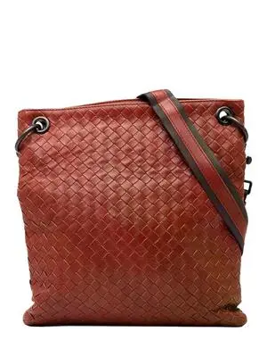 Bottega Veneta Leather Intrecciato Crossbody Bag - Brown