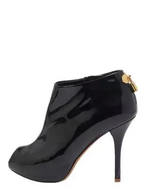 LOUIS VUITTON 100mm Patent Leather Peep-toe Ankle Boots - Red