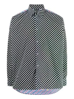 Versace 1990s Graphic-print Striped Shirt - Blue